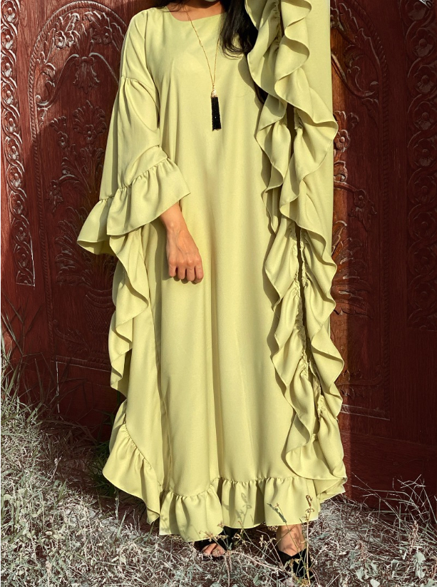 Ruffles kaftan Ultra feminine Pistachio kaftan with gorgeous ruffle ...