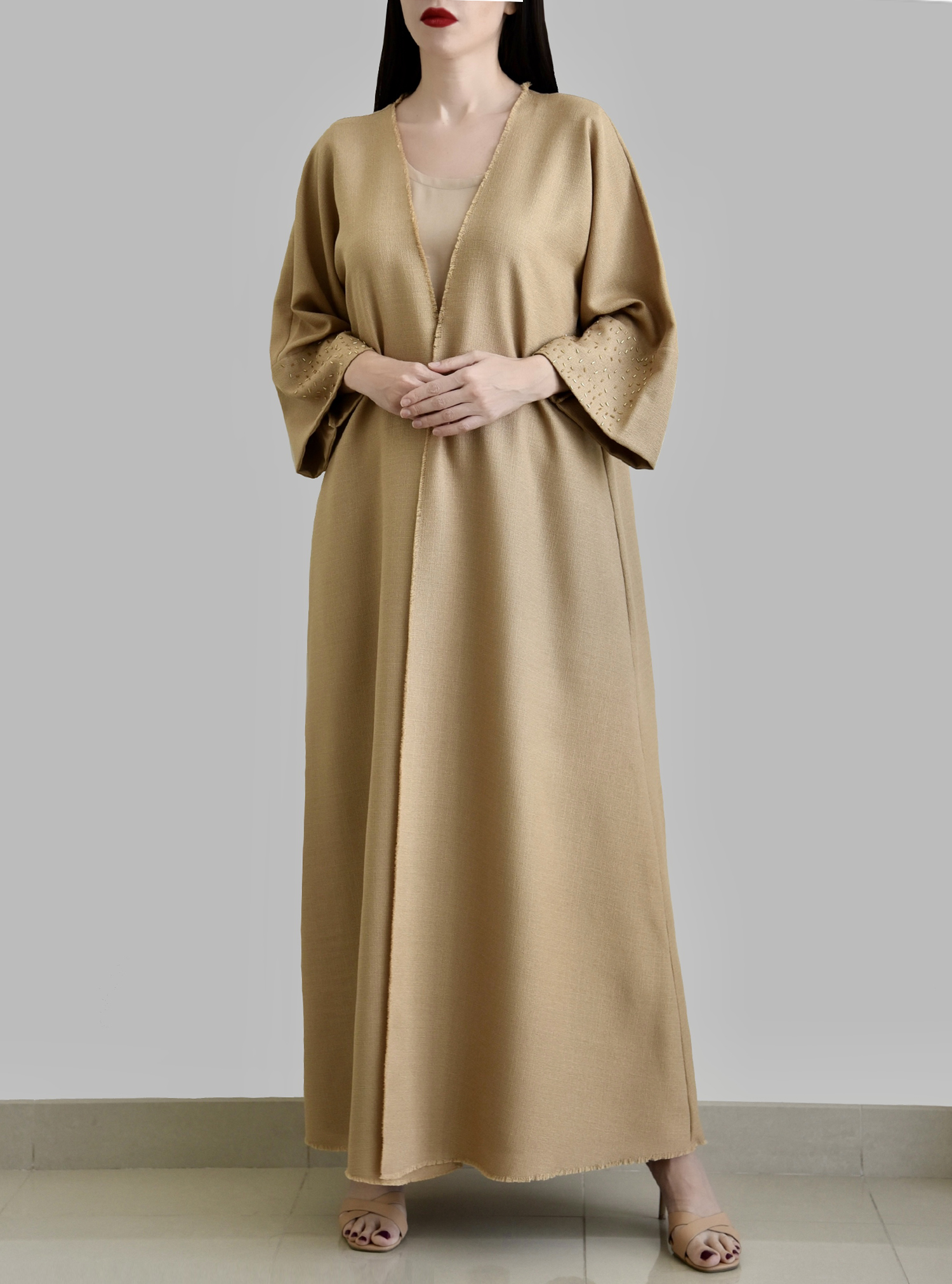 Abaya set 2-piece set featuring abaya with beads decoration on the ...