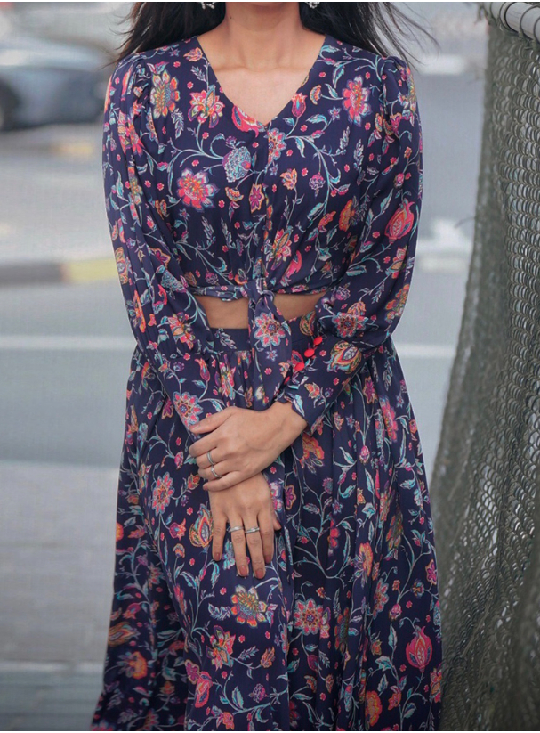 BG Dress set Blue gardenia print blouse and full flair skirt set ...