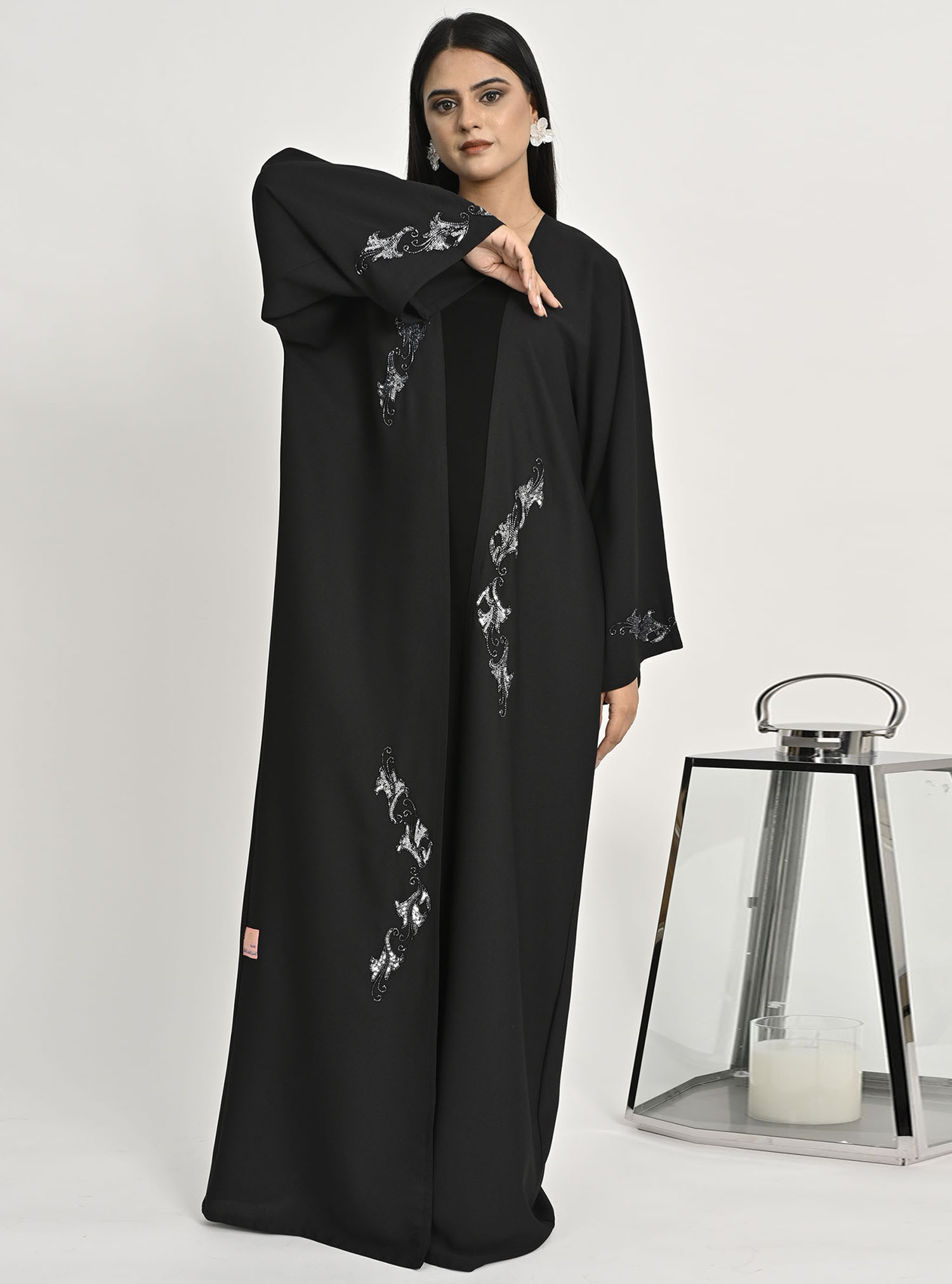 Elegant abaya black abaya with hand work crystal and Beads design on ...